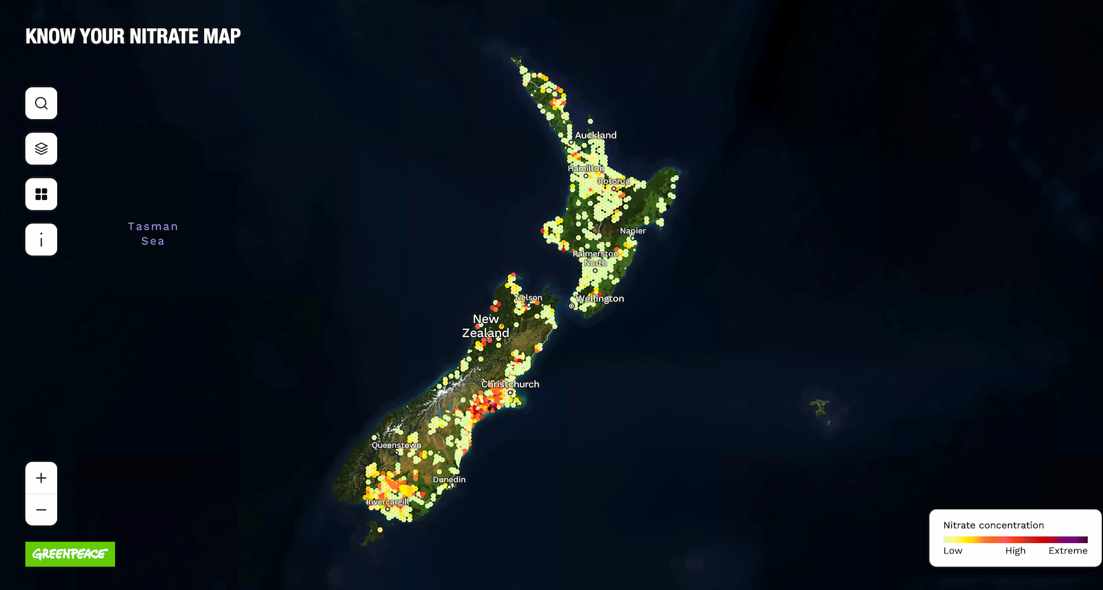 Know Your Nitrate Contamination Map | Greenpeace Aotearoa
