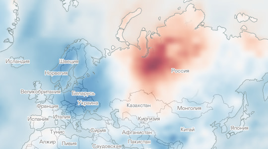Map of temperature anomalies